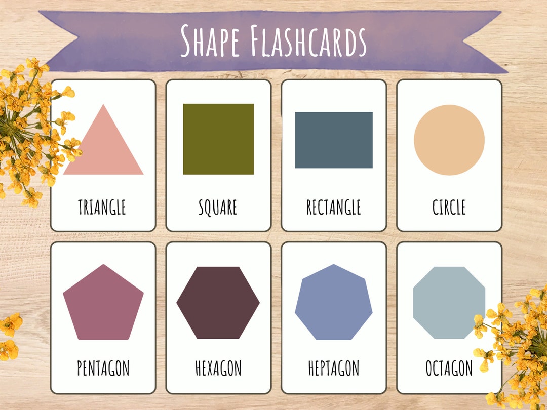 Shape Flashcards, Geometric Shapes, Preschool Printables, Homeschool ...