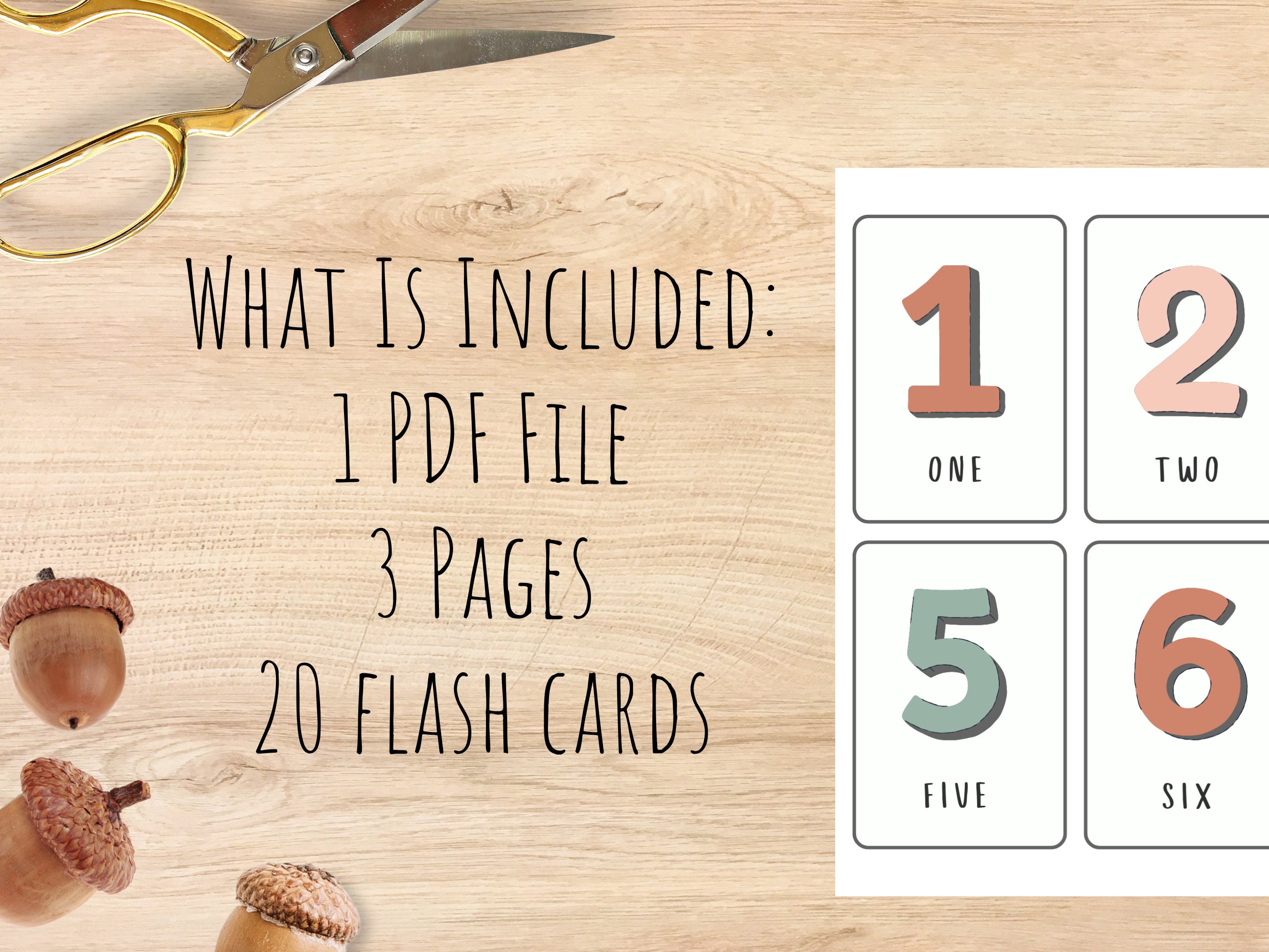 20 Number Flash Cards, Preschool Counting Cards, Number Cards 1-20 ...