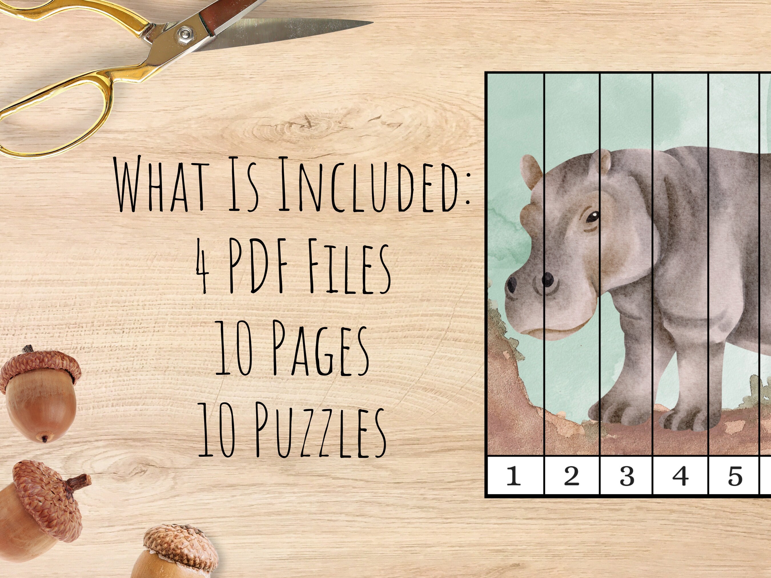 Safari Animal Counting Puzzles, Preschool Digital Download, Montessori ...