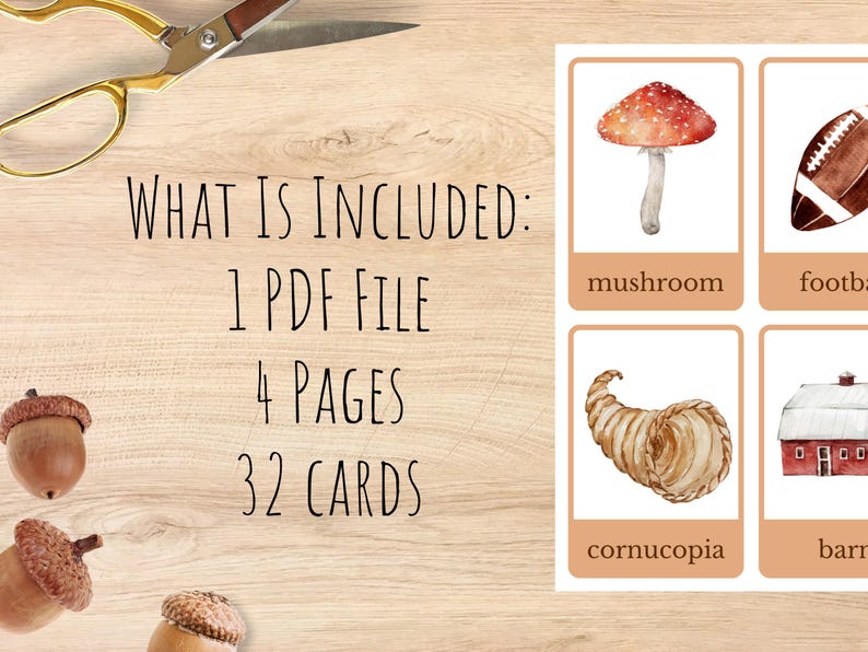 Autumn Vocabulary Cards, Fall Words, Seasonal Activity, Printable ...