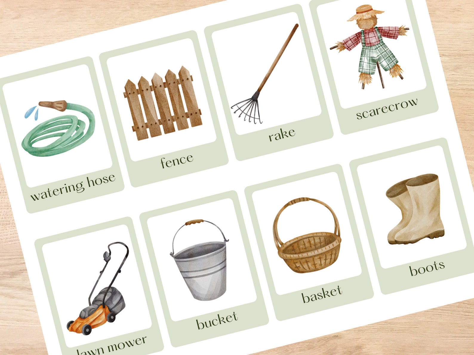 Spring Garden Themed Flash Cards, in the Garden, Montessori Cards ...