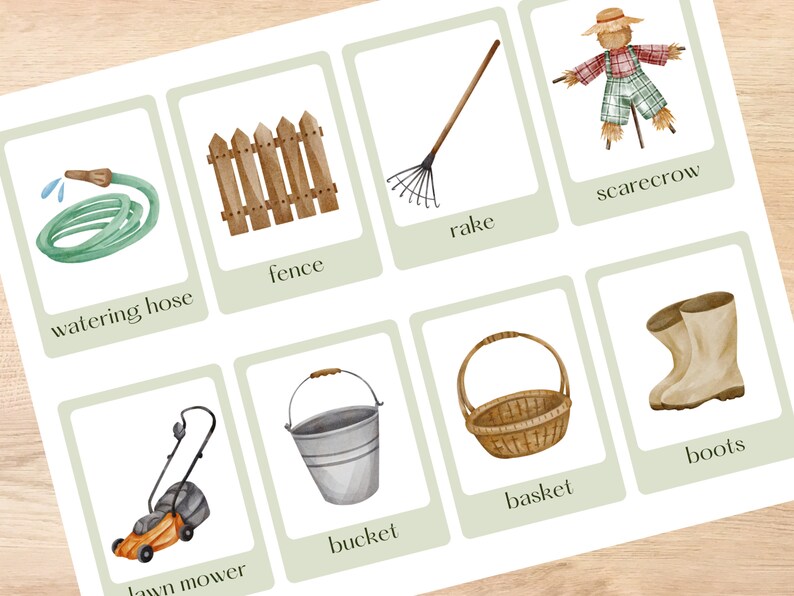 Spring Garden Themed Flash Cards, in the Garden, Montessori Cards ...