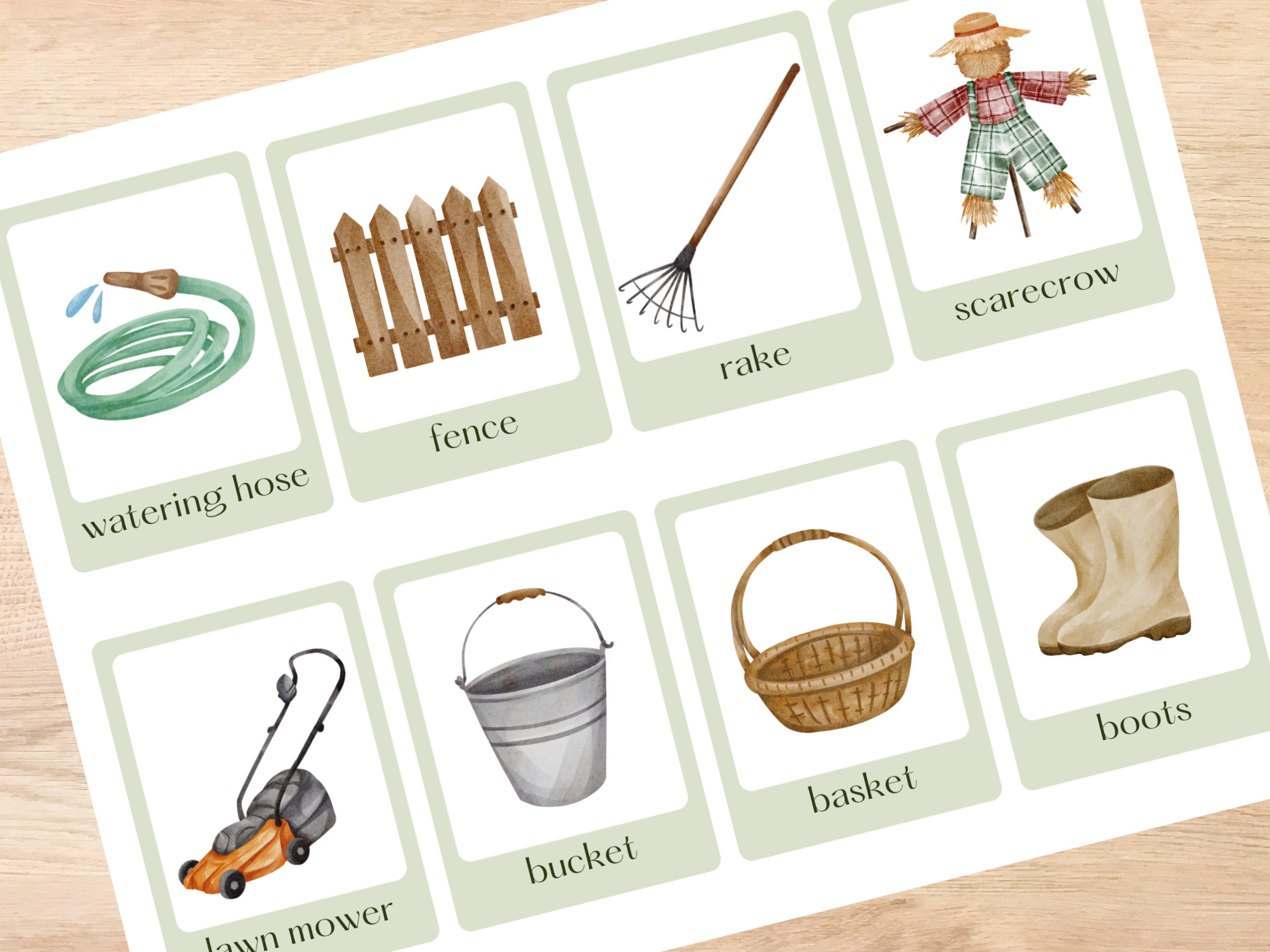 Spring Garden Themed Flash Cards, in the Garden, Montessori Cards ...