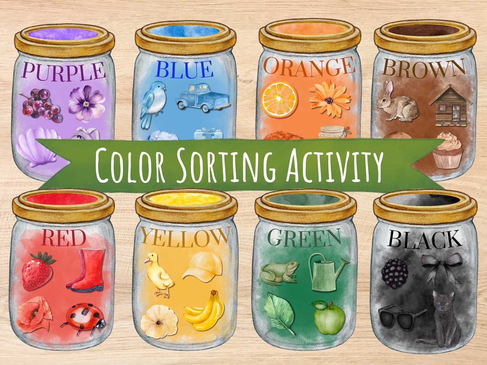 Color Matching Activity, Color Learning, Toddler Busy Book Printable ...