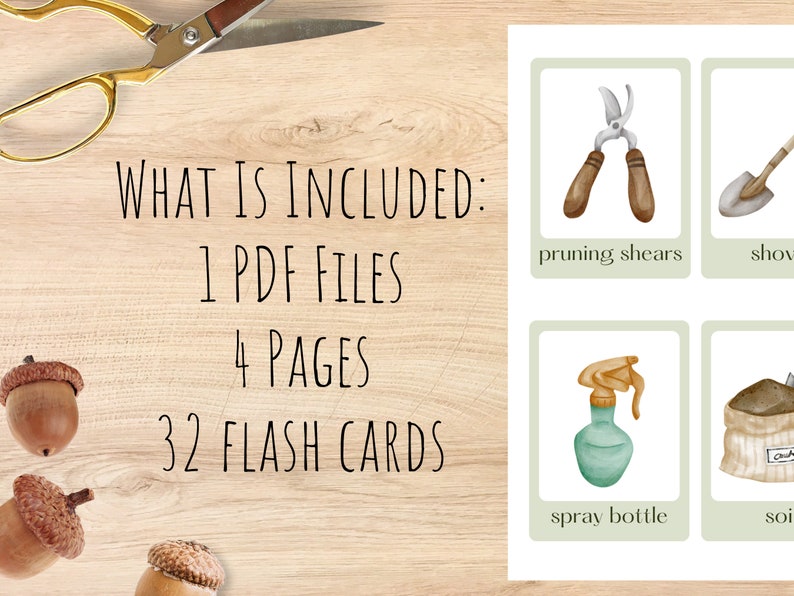 Spring Garden Themed Flash Cards, in the Garden, Montessori Cards ...