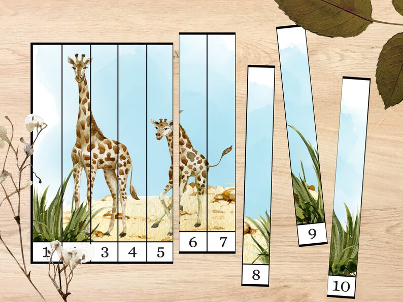 Safari Animal Counting Puzzles, Preschool Digital Download, Montessori ...