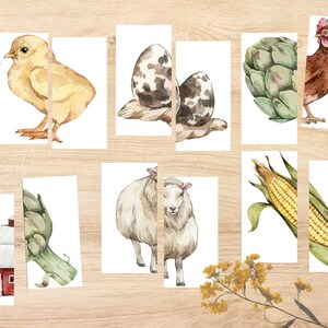 Farm Themed Matching Puzzle Printable, Montessori Learning, Preschool ...