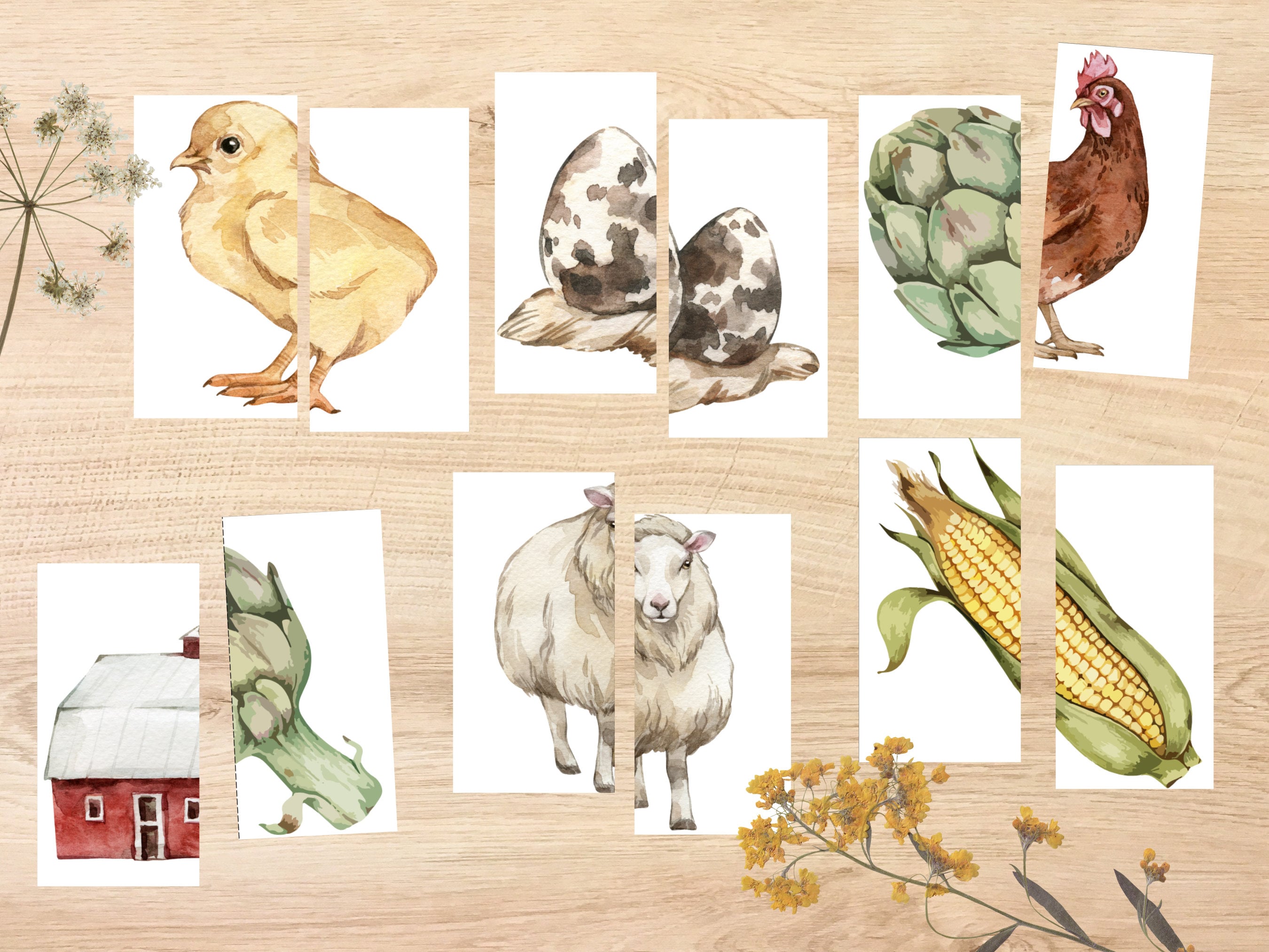 Farm Themed Matching Puzzle Printable, Montessori Learning, Preschool ...