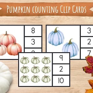 Pumpkin Count and Clip Cards, Counting Cards, Fall, Autumn Flashcards ...