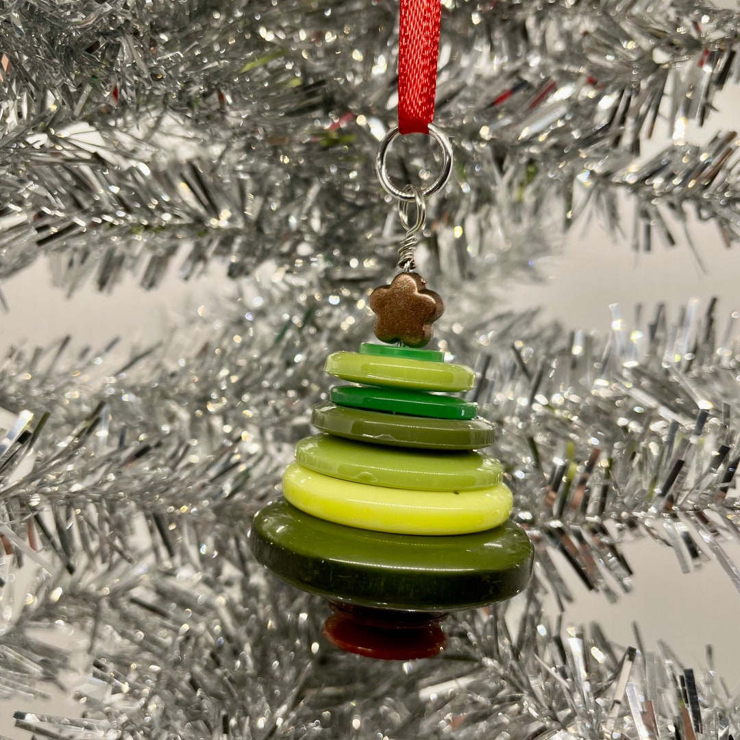 Green Button Tree Ornament - Etsy