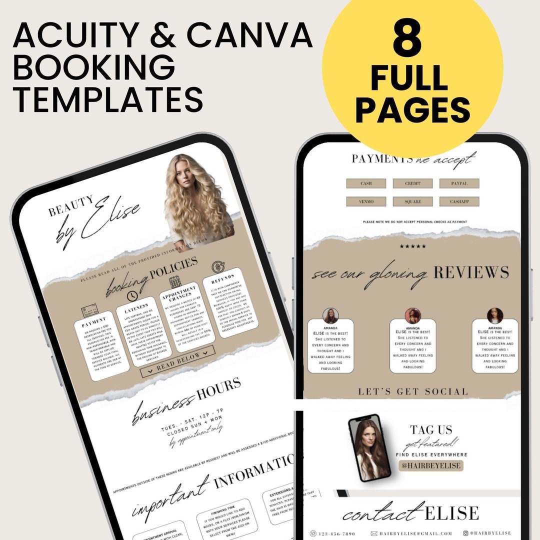 MODERN LUXE Canva Template, Editable DIY Booking Template, Stylist ...