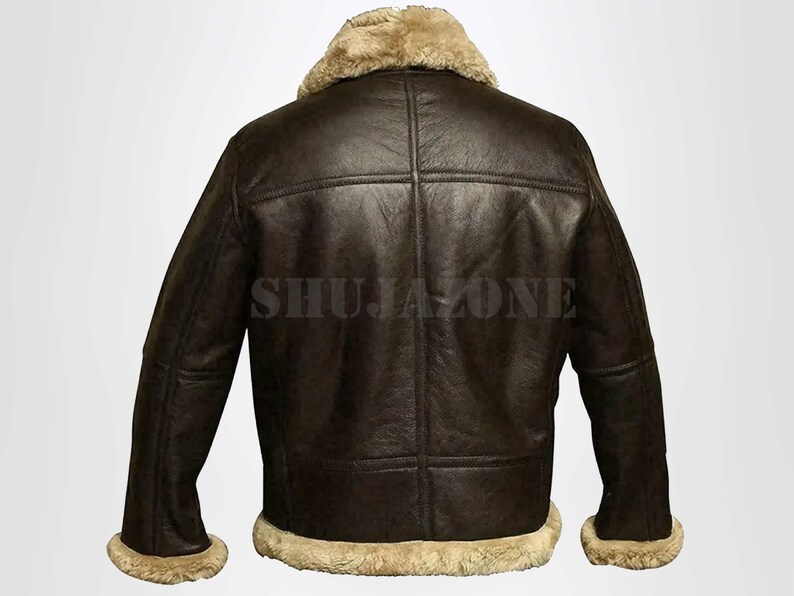 Men's Aviator RAF B3 Leather Bomber Handmade Real Sheepskin Jacket ...