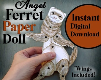 FERRET ANGEL Paper Doll-instant Digital Download-articulated | Etsy