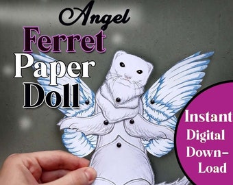 FERRET ANGEL Paper Doll-instant Digital Download-articulated | Etsy