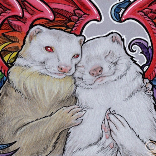 Ferret Art Print Angel Print Art Illustration Rainbow Bridge - Etsy