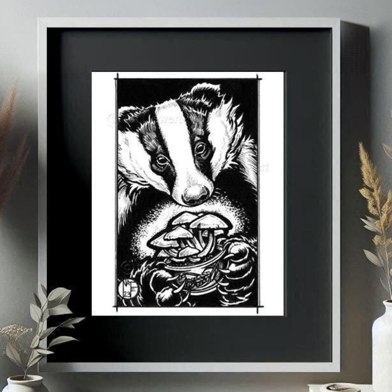 Badger Print - Etsy UK