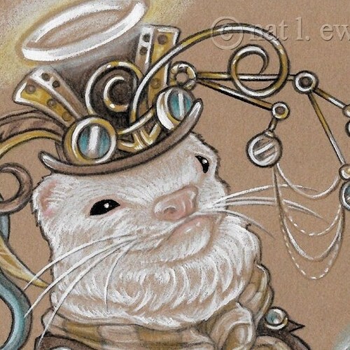 Steampunk Art Print Ferret Art Animal Art Print Wall Decor - Etsy