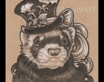 Steampunk Art Print Ferret Art Animal Art Print Wall Decor - Etsy