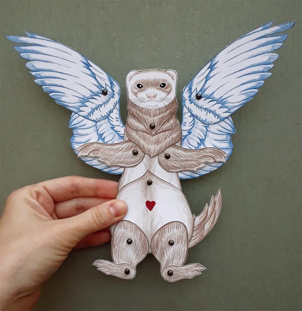FERRET ANGEL Paper Doll-instant Digital Download-articulated | Etsy