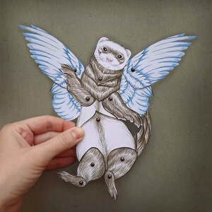 FERRET ANGEL Paper Doll-instant Digital Download-articulated Paper Doll ...
