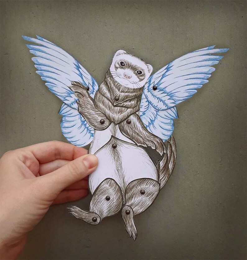 FERRET ANGEL Paper Doll-instant Digital Download-articulated | Etsy