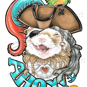 Ferret Print Nautical Print Pirate Art Print Beach Animal Art - Etsy