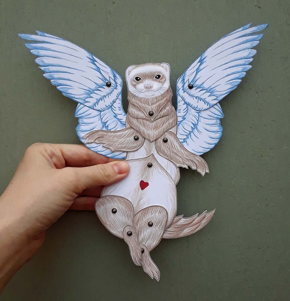 FERRET ANGEL Paper Doll-instant Digital Download-articulated | Etsy