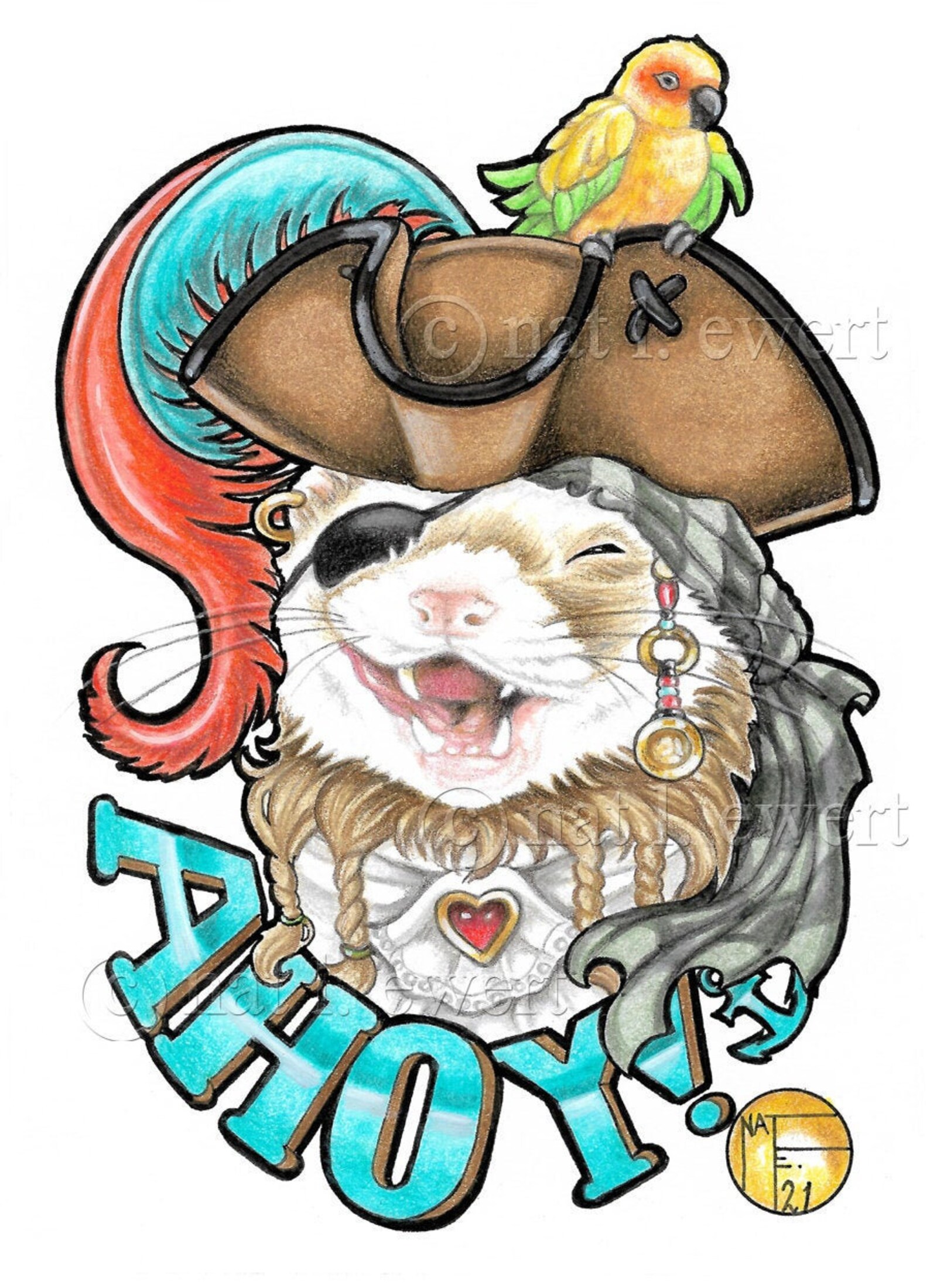 Ferret Print Nautical Print Pirate Art Print Beach Animal Art - Etsy