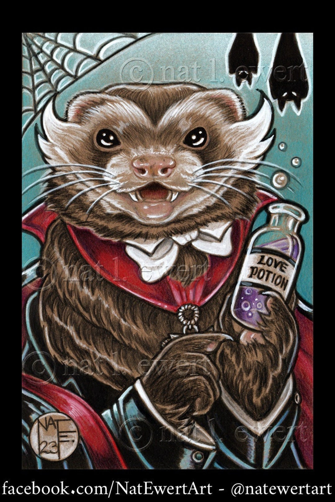 Grandpa Vampire Ferret Print, CUSTOMIZABLE, Dracula, Personalized ...