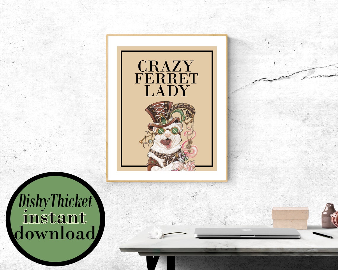 FERRET Print Printable Poster Printable Wall Art Digtal Art - Etsy