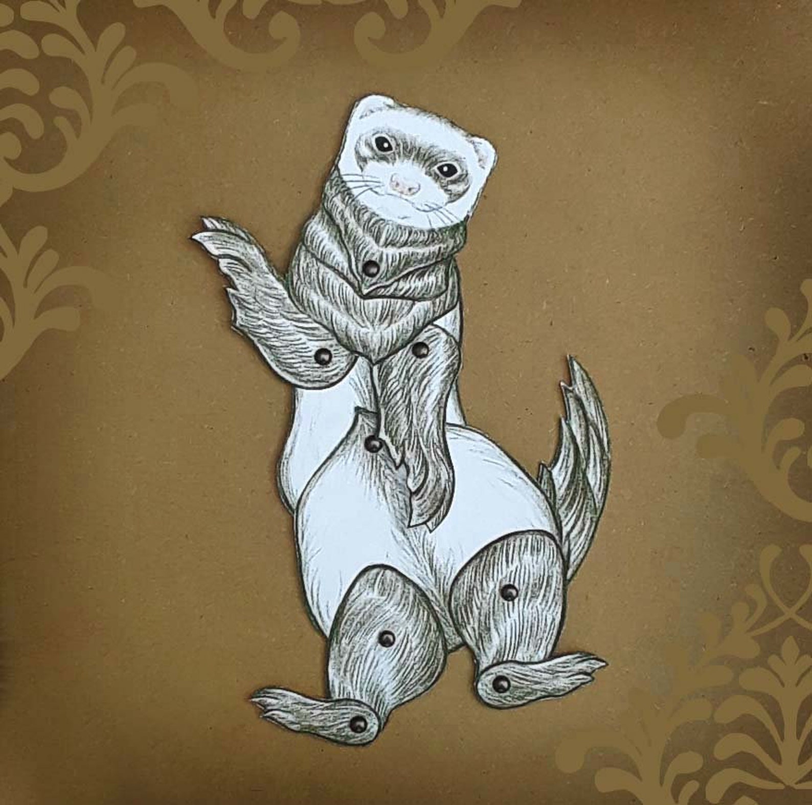 FERRET ANGEL Paper Doll-instant Digital Download-articulated | Etsy