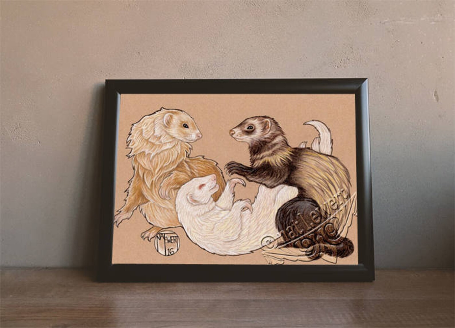 Animal Art Print Ferret Art Animal Illustration Ferret Print - Etsy