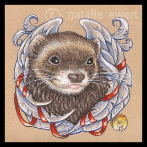 Ferret Art Print Angel Pet Animal Art Weasel Rainbow Bridge - Etsy