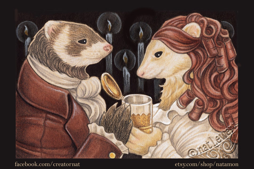 Vampire Ferret Prints, Ferret Art Print, Barnabas, Josette , Dark Print ...
