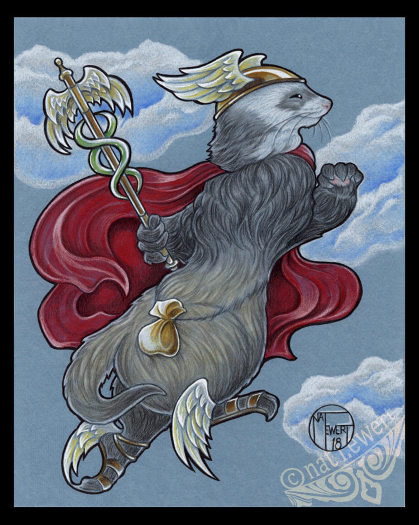 Ferret Art Hermes Print Greek Print Greek Mythology Print Wall | Etsy