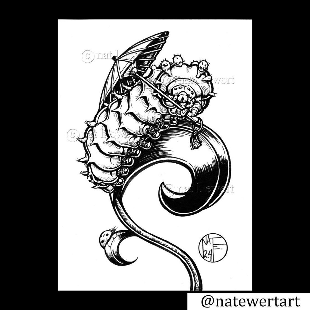 ORIGINAL Caterpillar in Boots, Entomology Ink Drawing, Gifts, Home ...