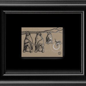 ORIGINAL Baby Bat & Firefly, Gothic, Gifts, Home Decor, Wall Decor, Ink ...