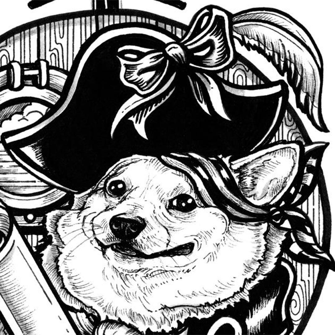 ORIGINAL Corgi Dog Pirate, Ink Drawing, Gifts, Fantasy Art, Home Decor ...