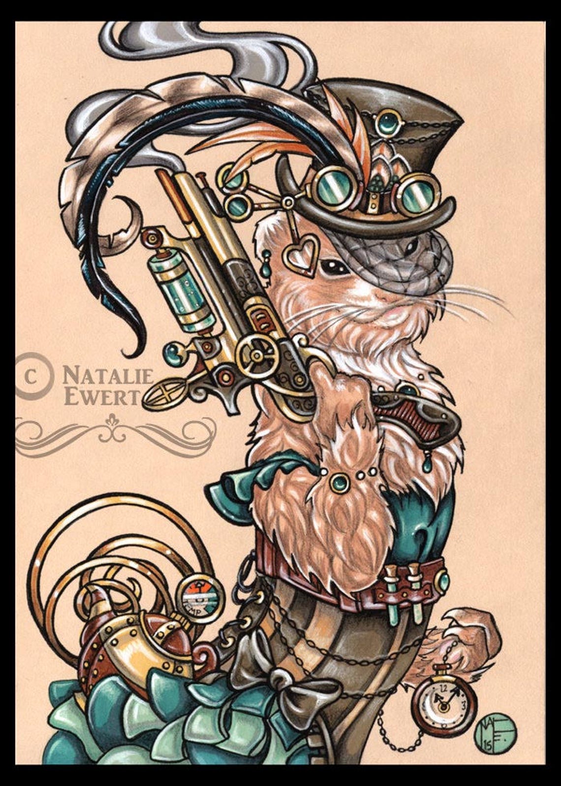 Steampunk Art Print Ferret Print Animal Art Victorian Print - Etsy