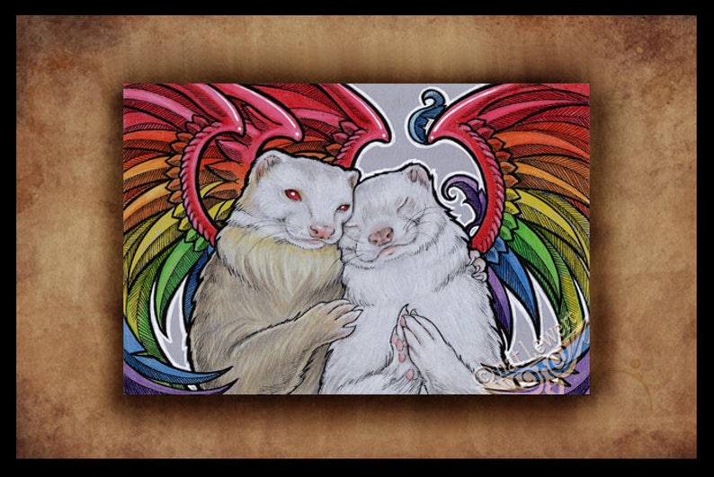 Ferret Art Print Memorial Rainbow Bridge Illustration - Etsy