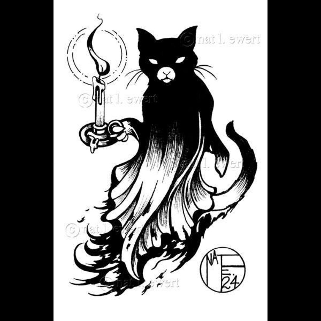PERSONALIZED Black Cat Ghost, CUSTOMIZABLE, Halloween, Autumn, Fall, October, Gothic, Wall Art ...