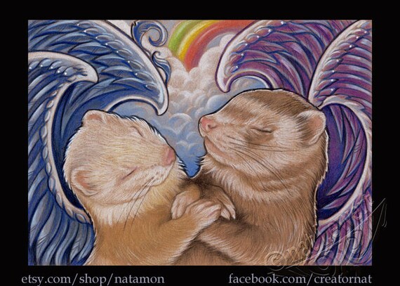 Ferret Art Print Angel Print Art Illustration Rainbow Bridge - Etsy