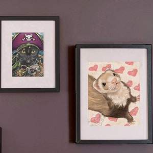 Ferret Valentine's Day Print Animal Wall Art Wall Decor Ferret Lover ...