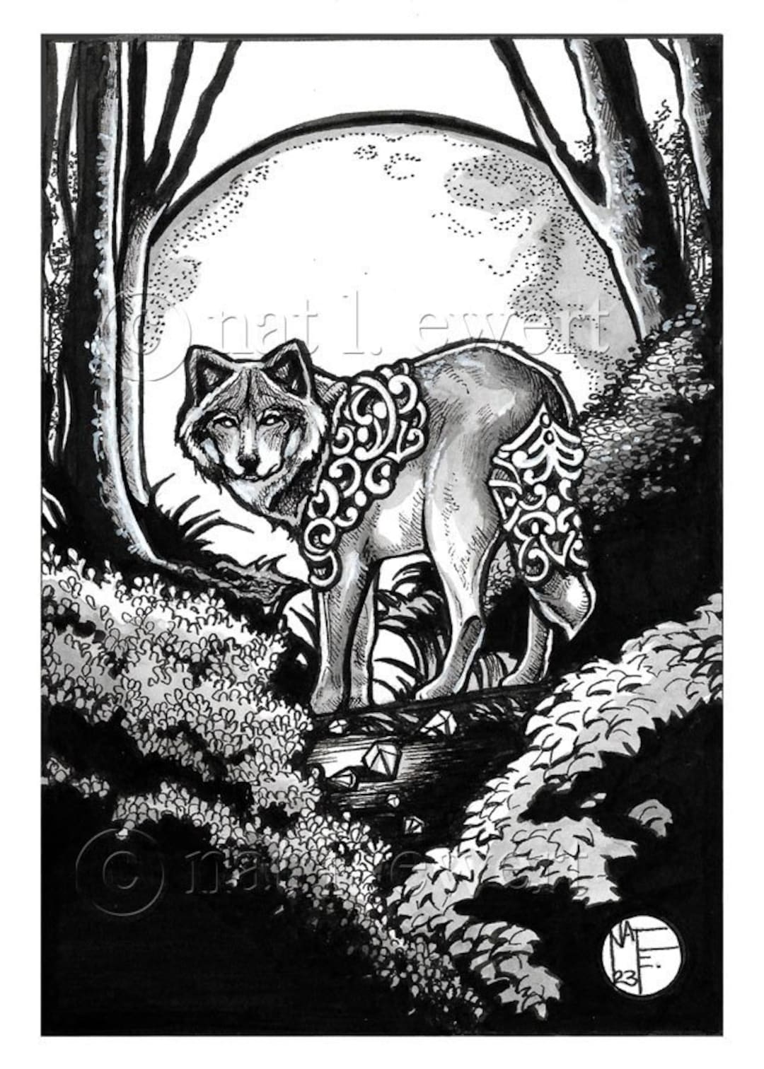 Wolf Print, Nature Spirit, Native Print, Fantasy, Gothic, Ink Drawing ...