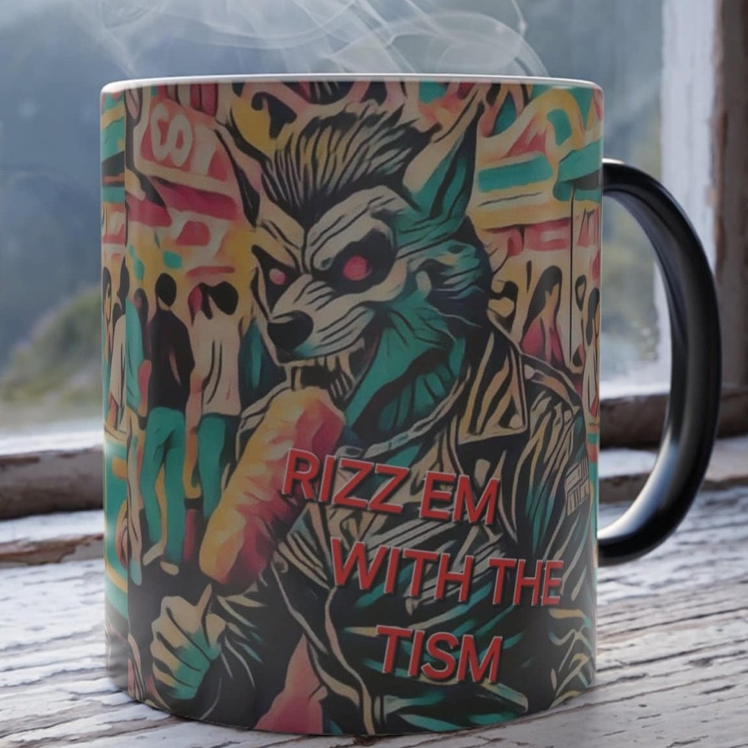 Rizz Em With the Tism, Werewolf Biker Eating a Corndog Funny Meme Color ...