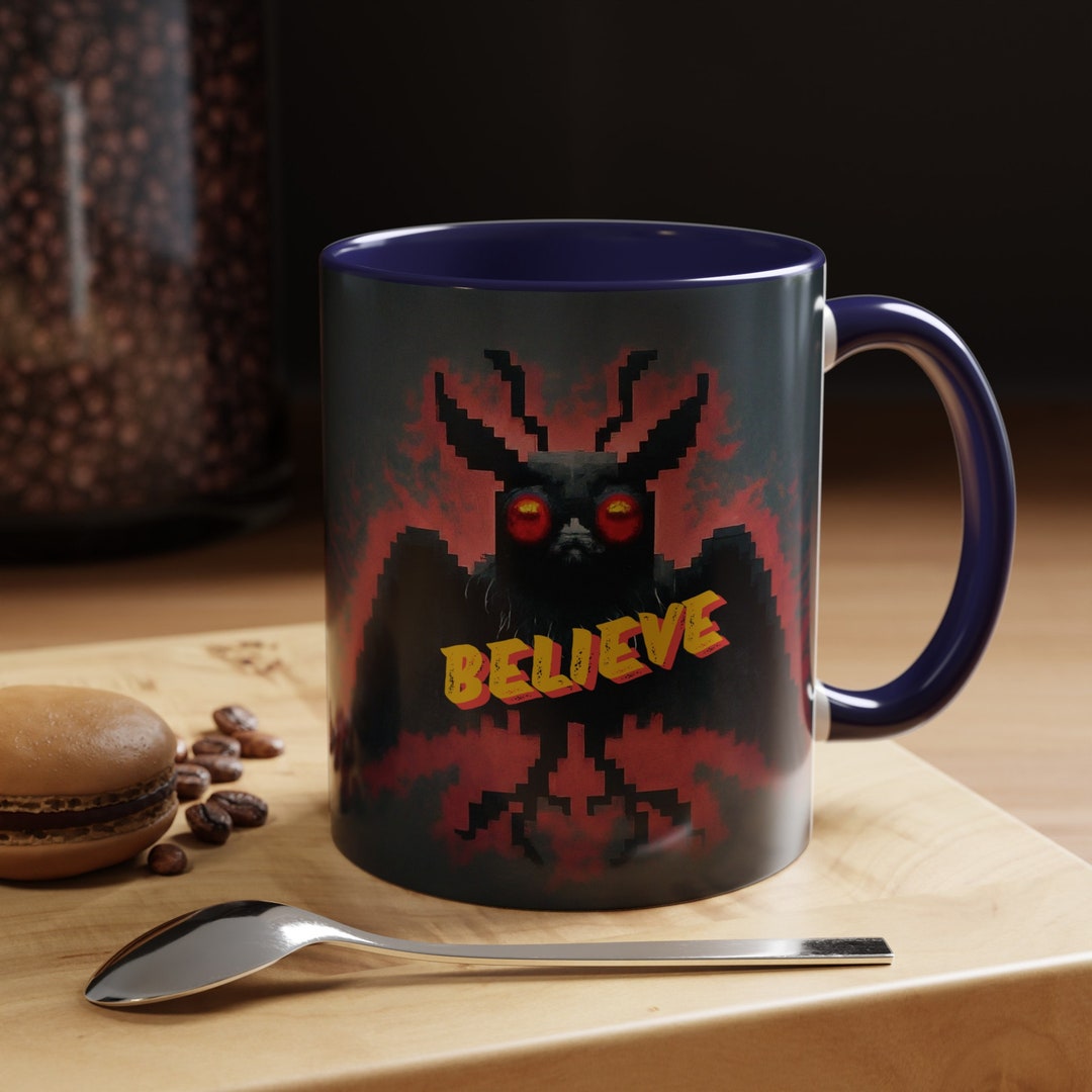 Mothman BELIEVE Cryptid Funny Meme Mug, 11 Oz, Outdoor Lovers, Funny ...