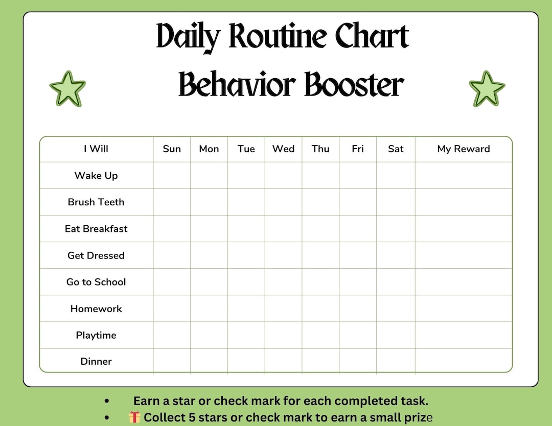 Instant Download, Printable, Behavior Chart, Visual Easy to Follow ...