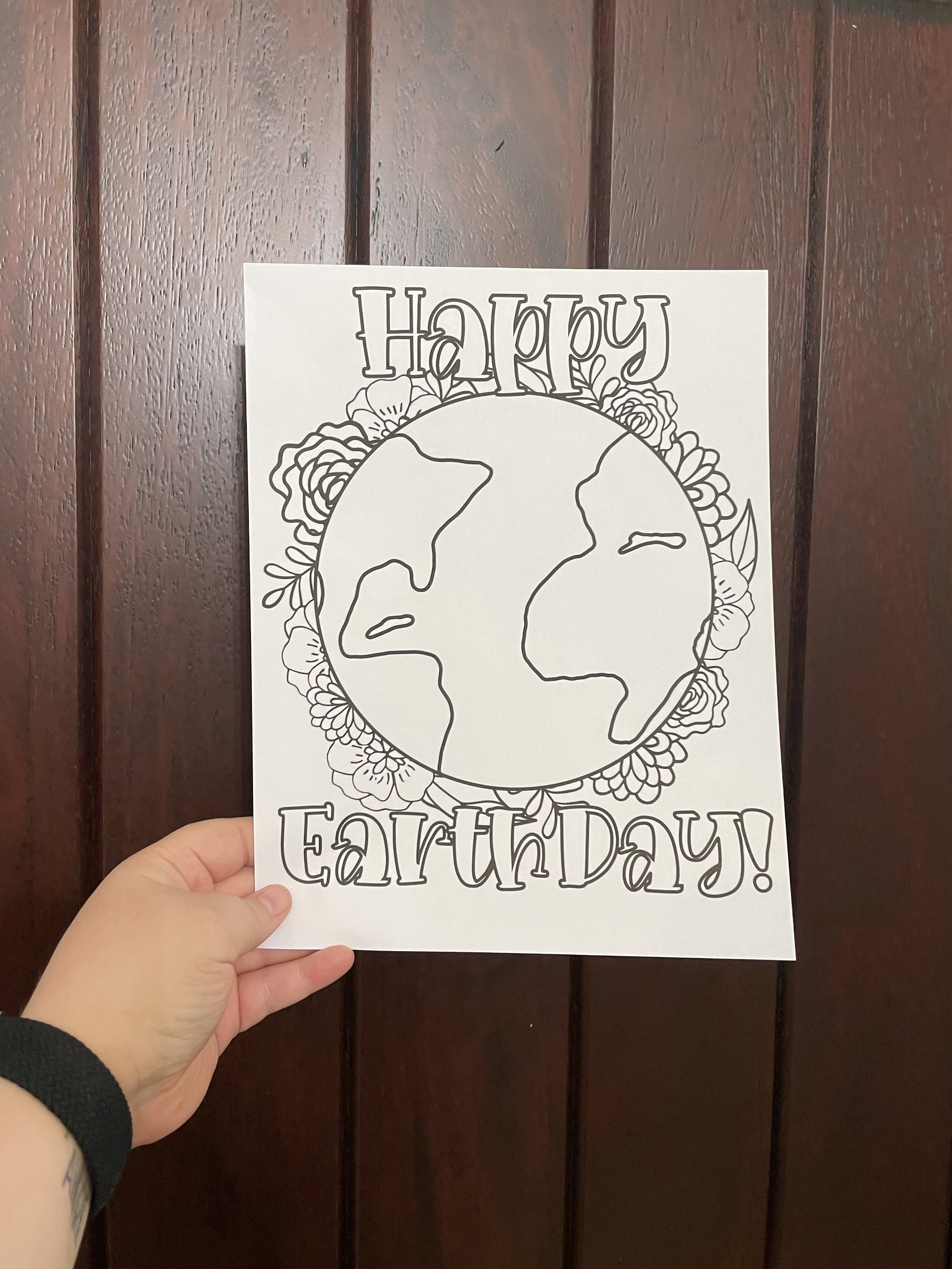 Earth Day Coloring Page With Flowers - Etsy