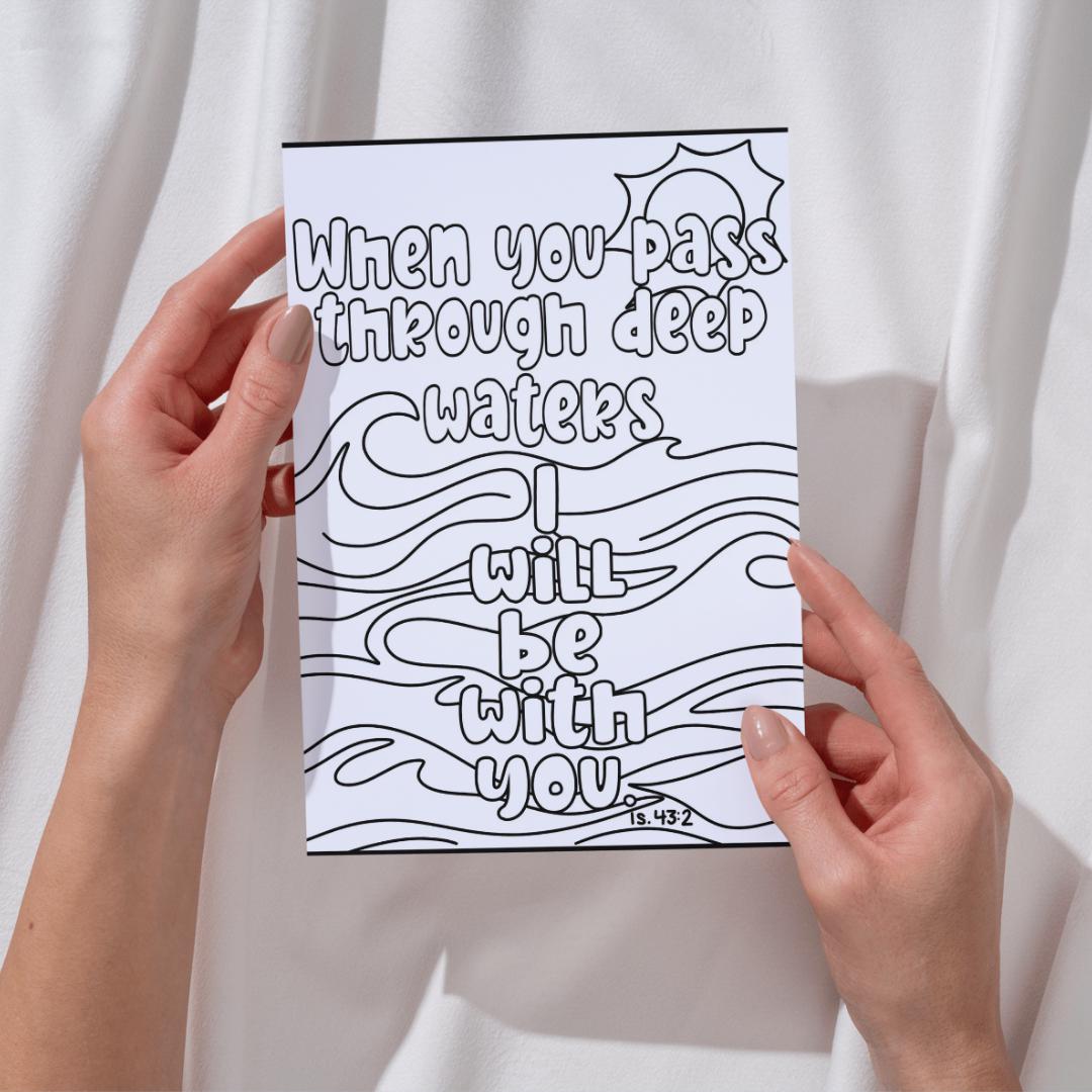 The Lord is With You Coloring Page- Isaiah 43:2 - Etsy