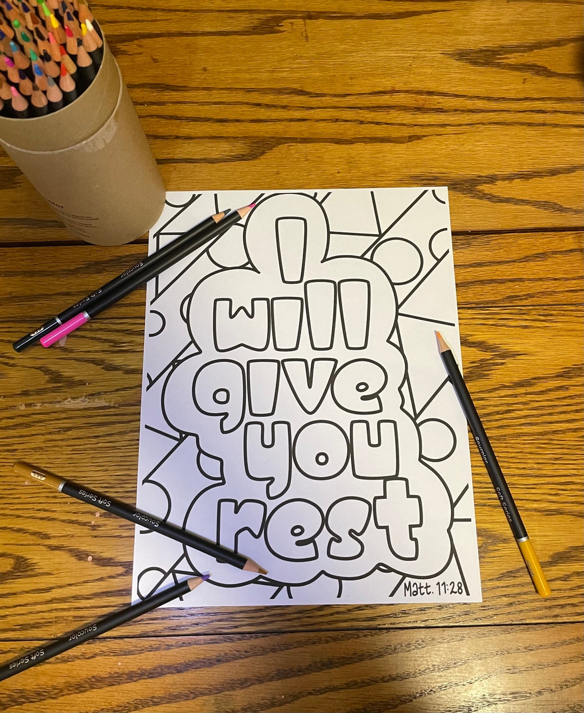 Matthew 11:28 Coloring Page - Etsy